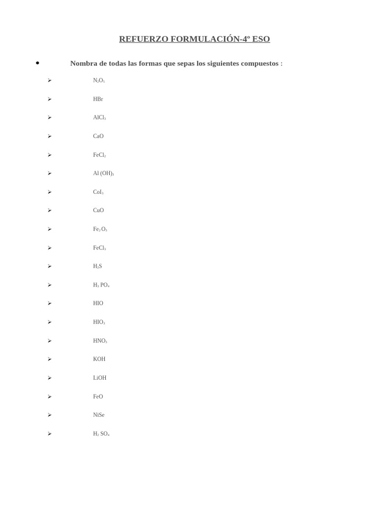 Refuerzo Formulaci - N Inorg - Nica | PDF