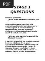 School Captain Interview Questions | PDF | Leadership | Learning