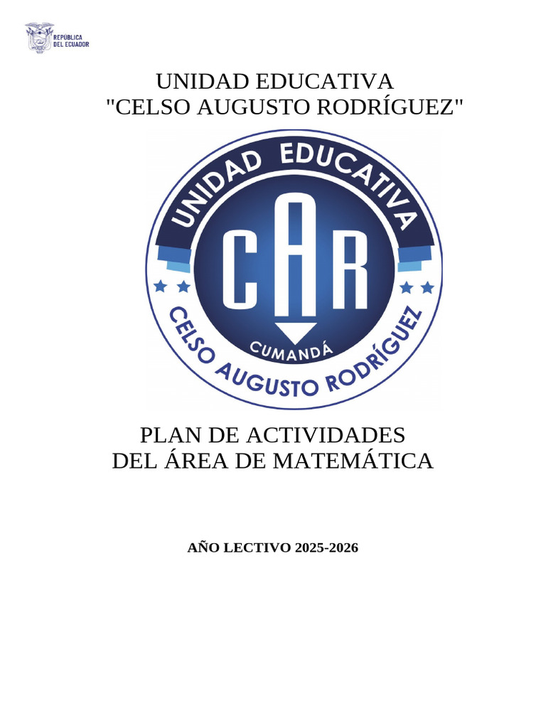 Plan de Actividades Anual Matemática Enviar | PDF | Modificación de ...