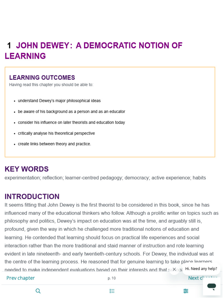 Understanding and Using Educational Theories Talis - Dewey - Ch1 | PDF | John Dewey | Pedagogy