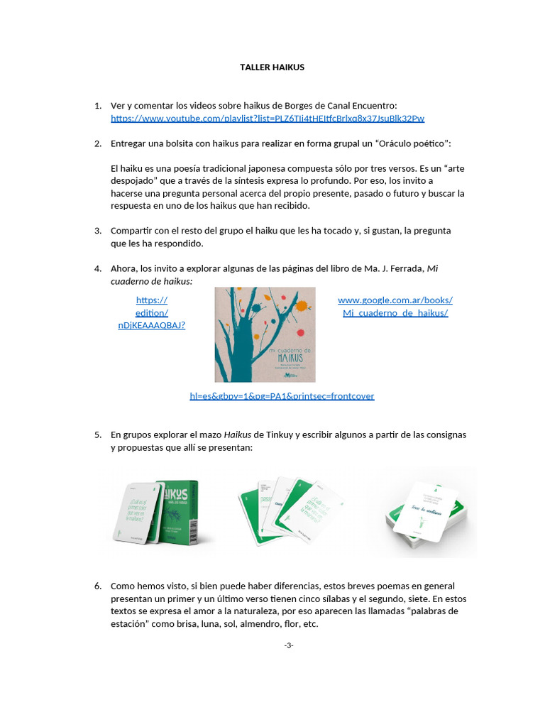 Taller de Creación de Haikus | PDF | Haiku | Poesía