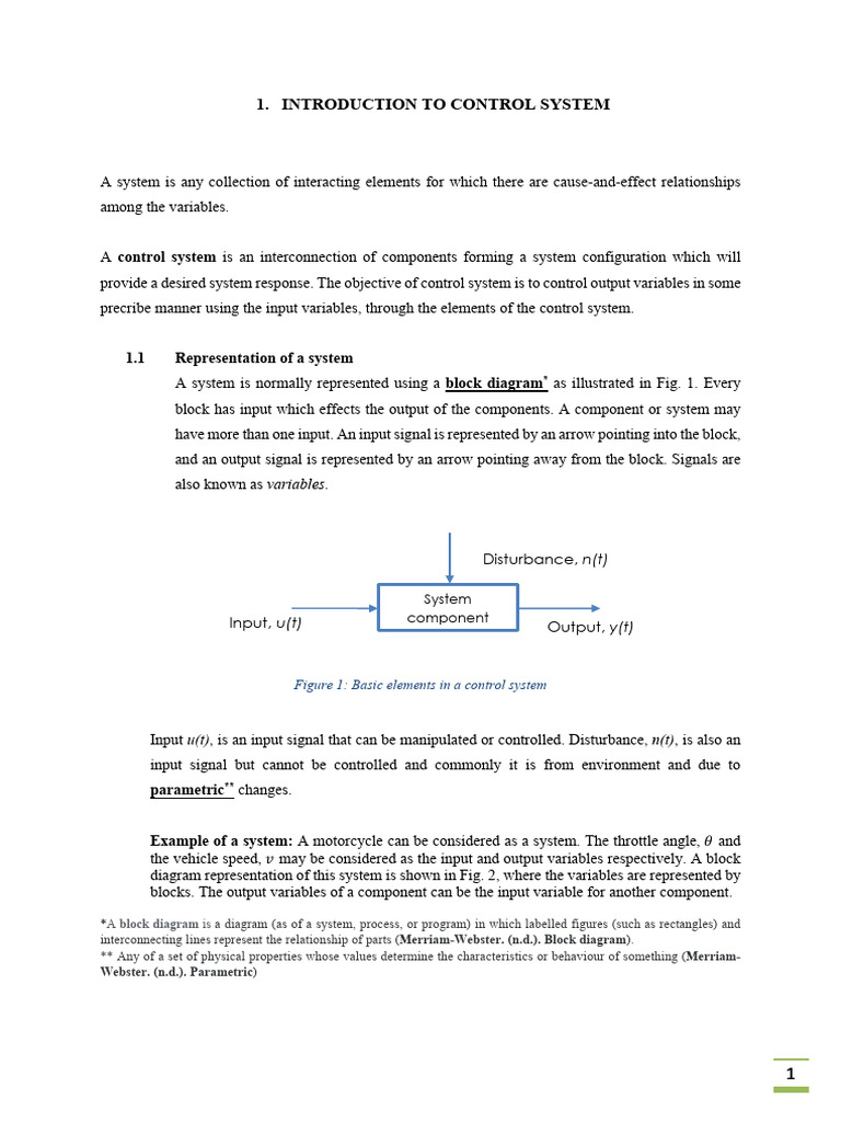 1) MEC524 - CHAPTER1 - INTRODUCTION TO CONTROL SYSTEM-Student | PDF | Laplace Transform | Steam ...