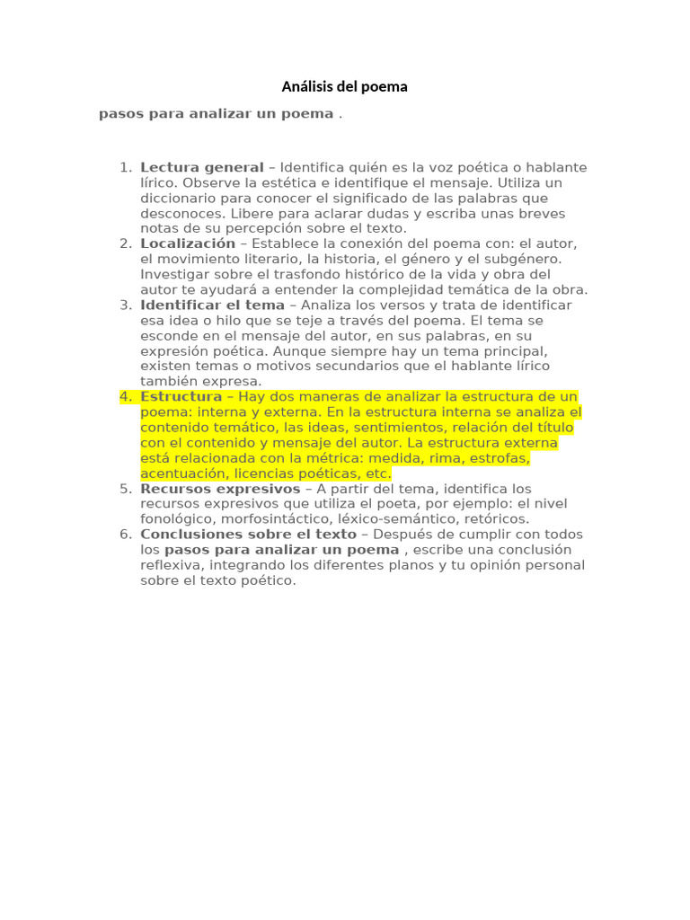 Análisis Del Poema | PDF