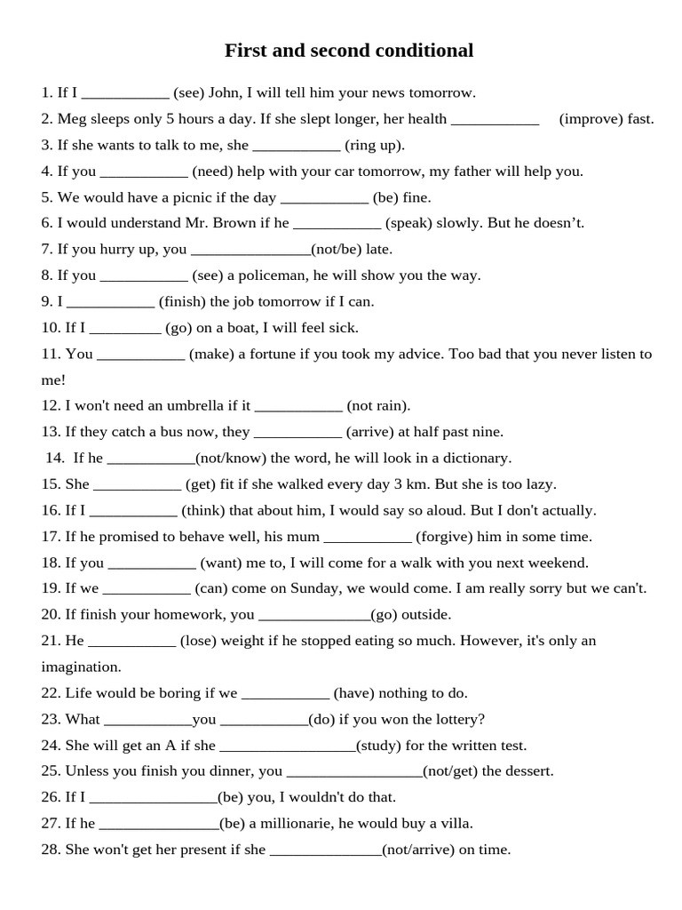 FIRST-AND-SECOND-CONDITIONAL-EXERCISE-doc - 6 | PDF