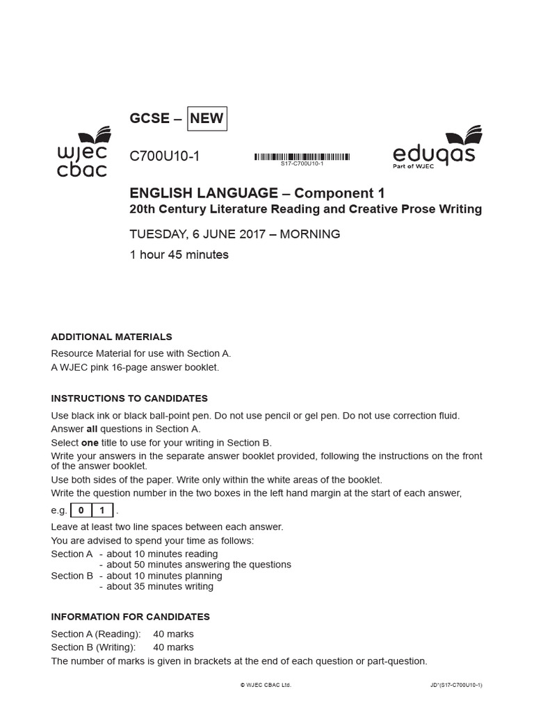 HWK June 2017 Past Paper English Language Questions | PDF | Writing ...