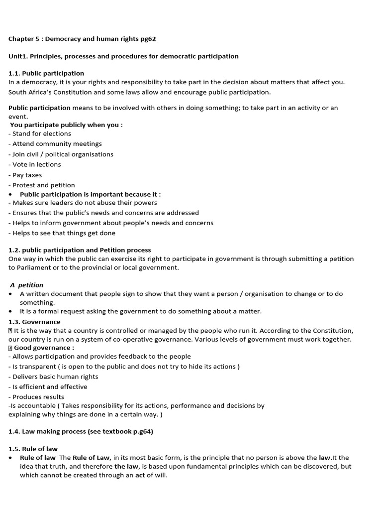 Democracy and Human Rights Notes Grade11 TRM1 | PDF | Democracy ...