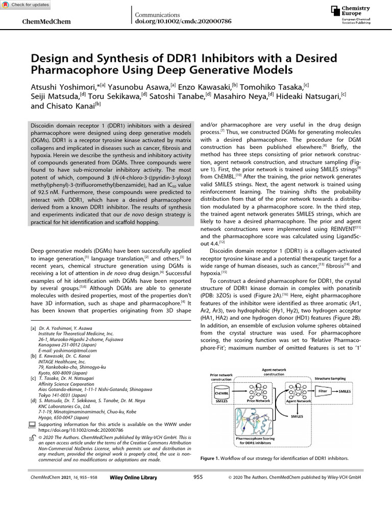 Design and Synthesis of DDR1 Inhibitors With A Desired Pharmacophore Using Deep Generative | PDF ...