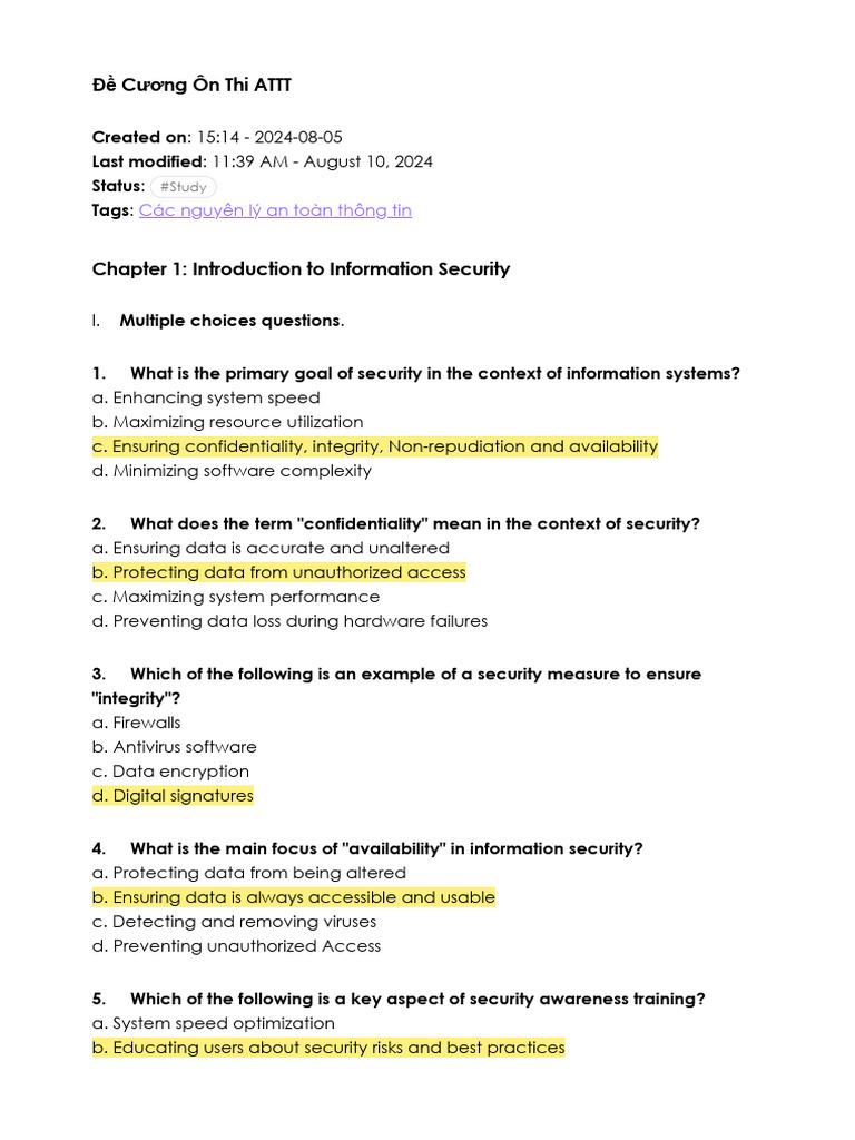 Đề Cương Ôn Thi ATTT official | PDF | Virtual Private Network | Public Key Cryptography