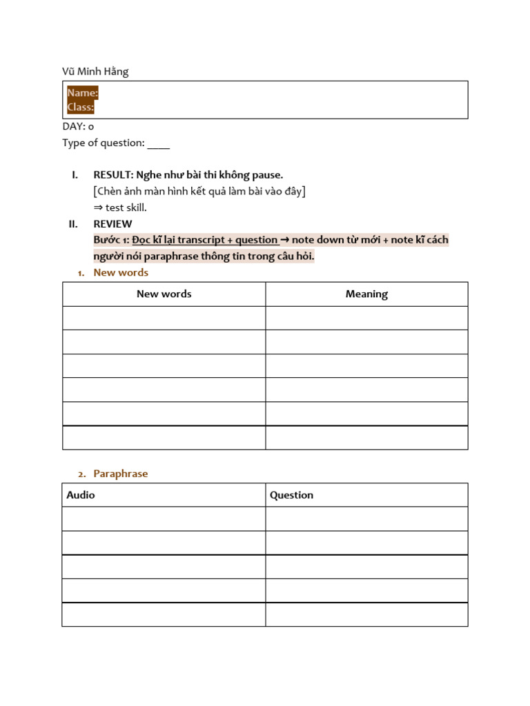 (TEMPLATE) Listening Practice | PDF