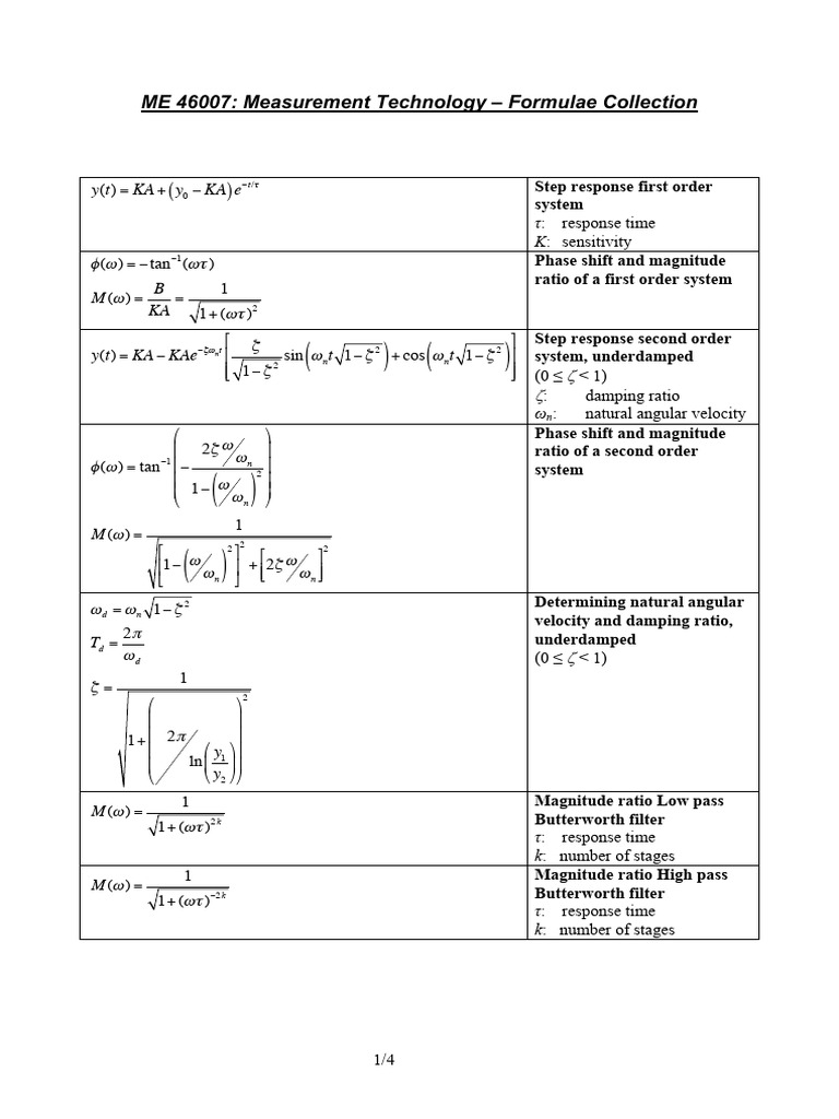 Measurement Technology Formulae Guide | PDF | Applied Mathematics