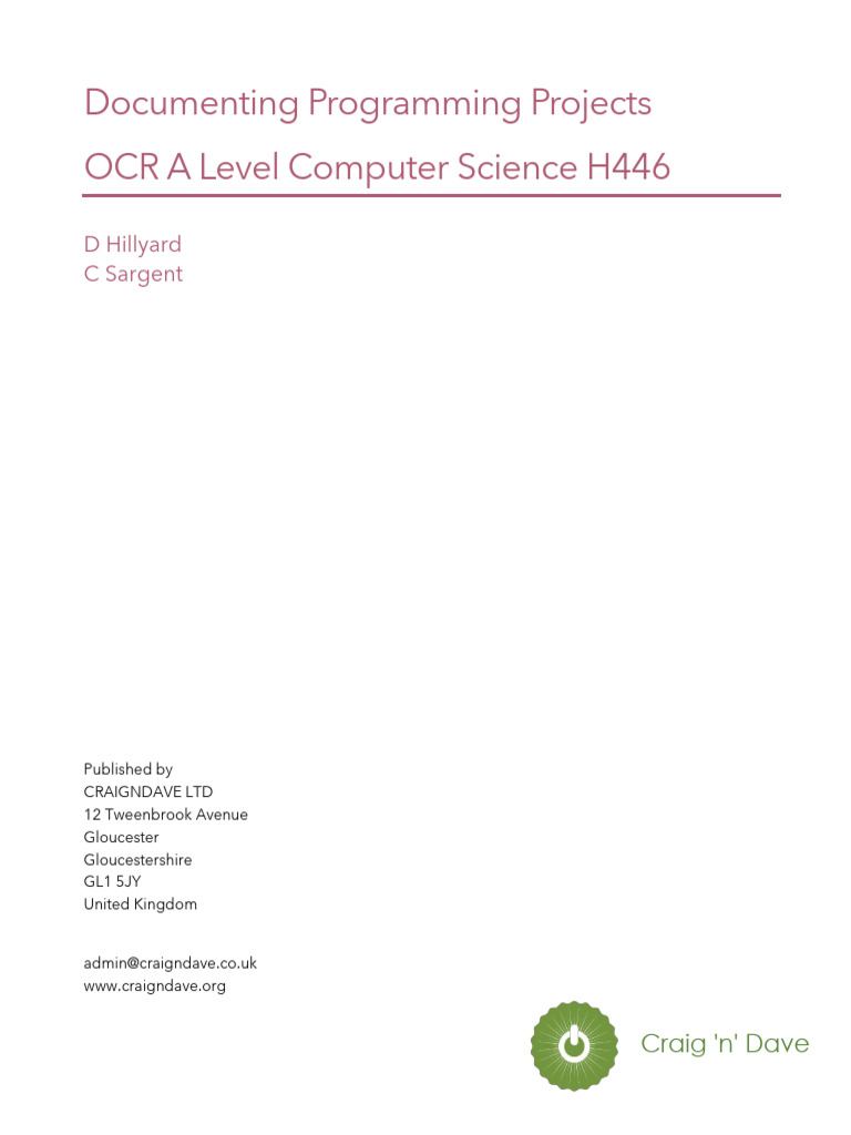 Documenting Programming Projects OCR H446 (Non Games Projects) | PDF | Scheduling (Computing ...