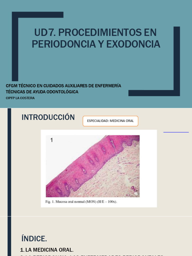 Ud7 - Medicicina Oral, Periodoncia y Exodoncia | PDF | Higiene oral | Ciencias de la Salud