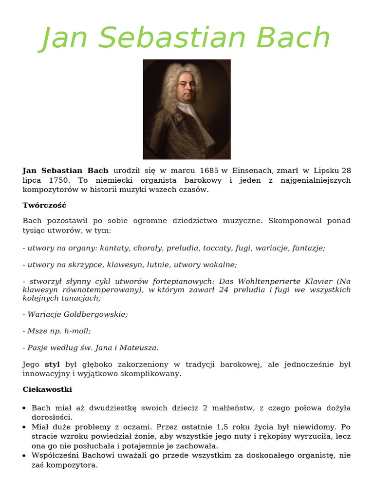 Jan Sebastian Bach | PDF