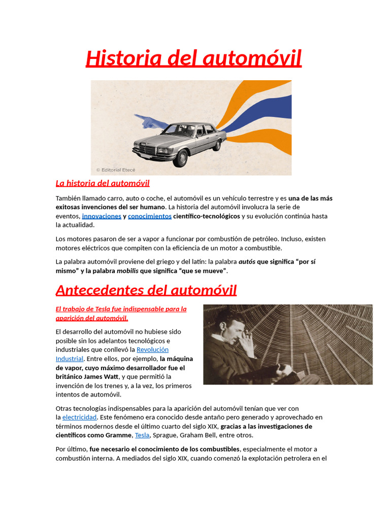 Historia Del Automóvil | PDF | Coche | Motores