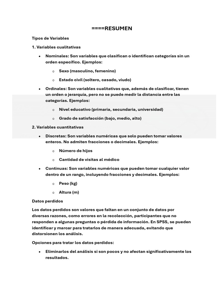 RESUMEN DP PARA HACER UNA BASE DE DATOS | PDF | Análisis de regresión | Spss
