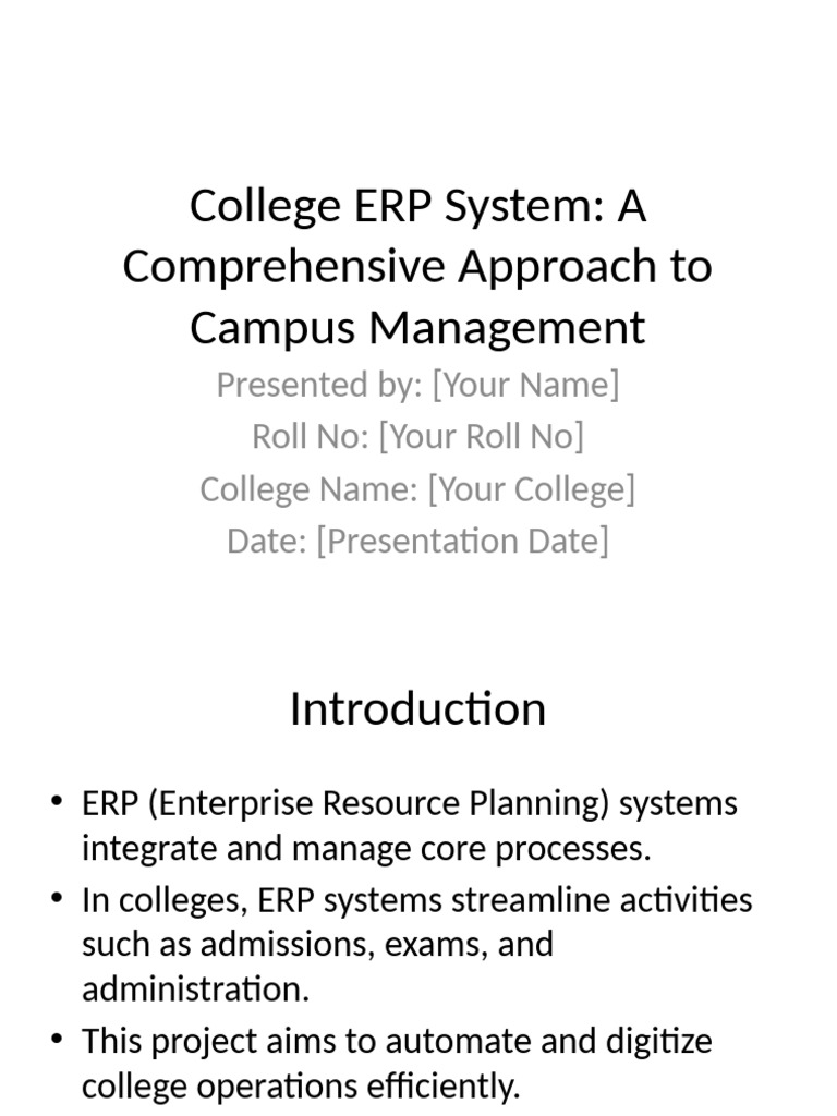 College ERP System Presentation | PDF