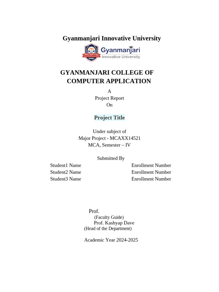 MCA Project Report Format | PDF | Php | Computing