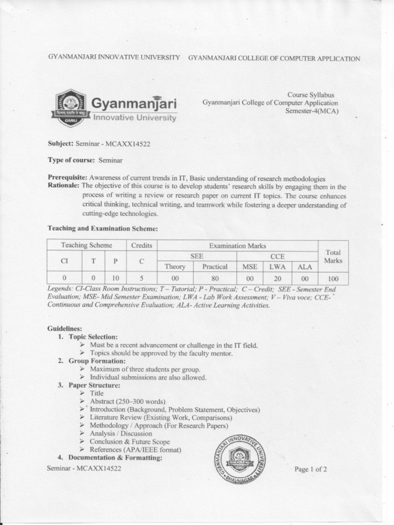 Seminar Syllabus | PDF
