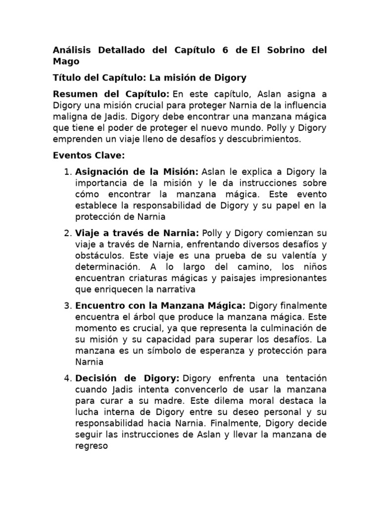 Misión de Digory en Narnia: Análisis | PDF | Aslan | Las cronicas de Narnia