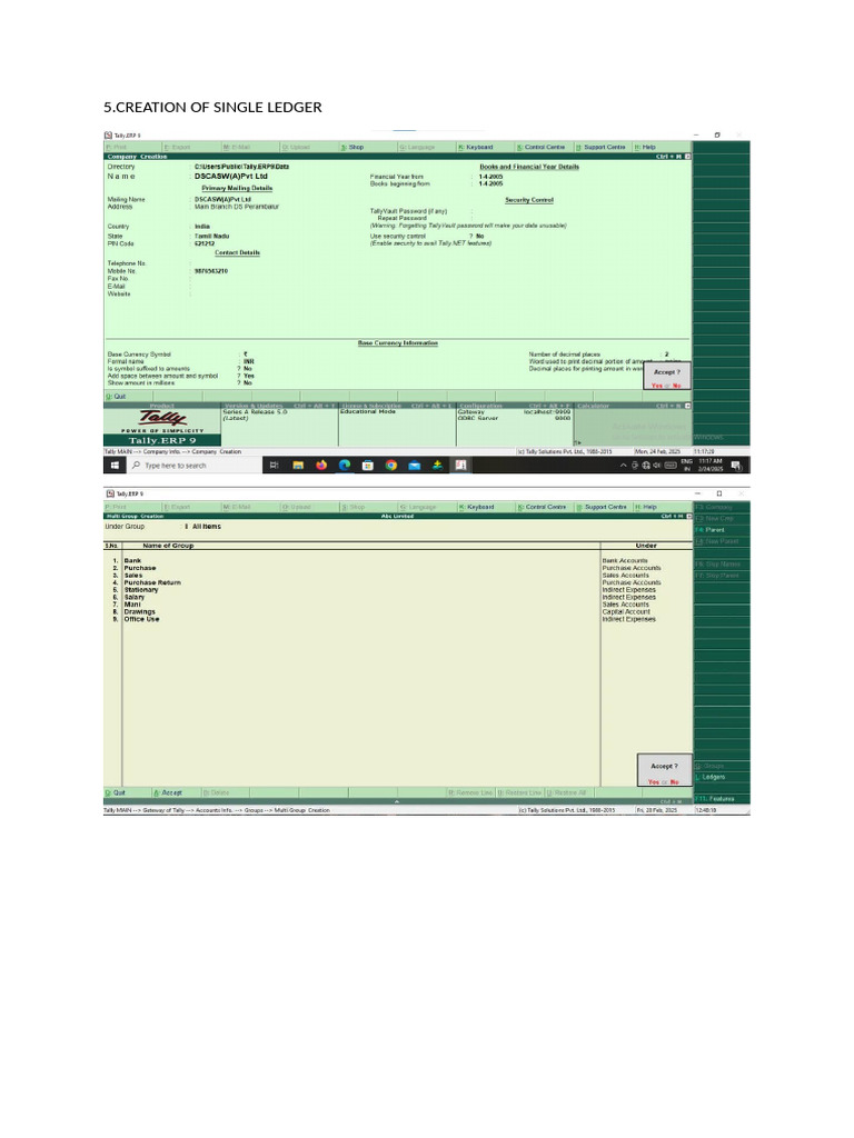 Creation of Single Ledger | PDF