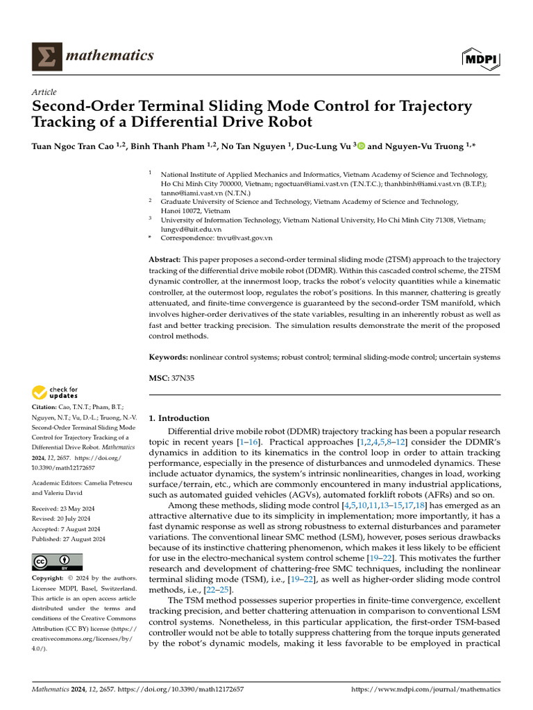 2024_Second-Order Terminal Sliding Mode Control for Trajectory | PDF | Rotation | Kinematics