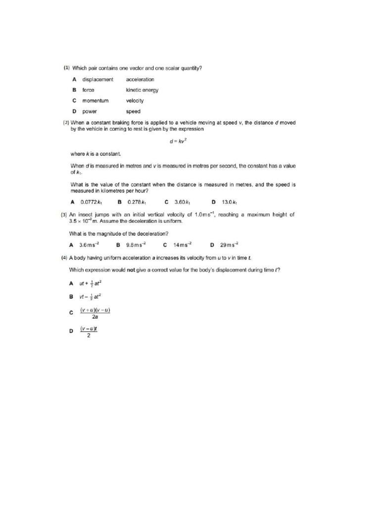 AS Mechanics Worksheet 02 | PDF