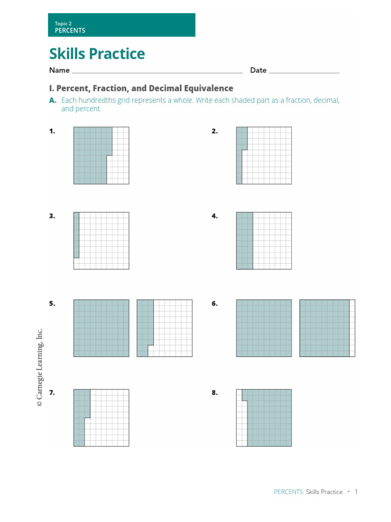 Skills Practice Percents | PDF | Percentage