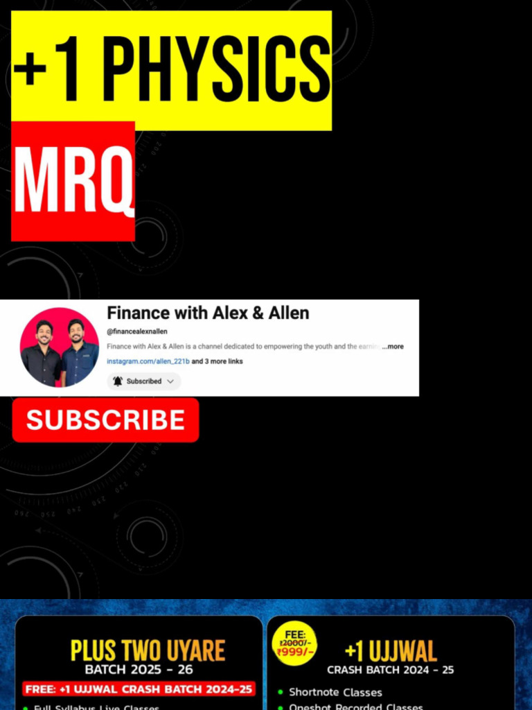 Exam Winner +1 Physics MRQ Live Alex Sir Notes | PDF