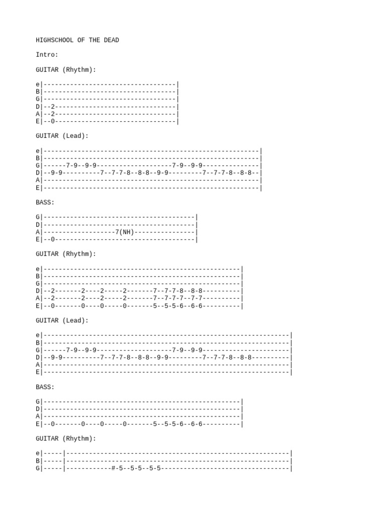 Highschool of the Dead tabs | PDF | Songs | Musical Forms