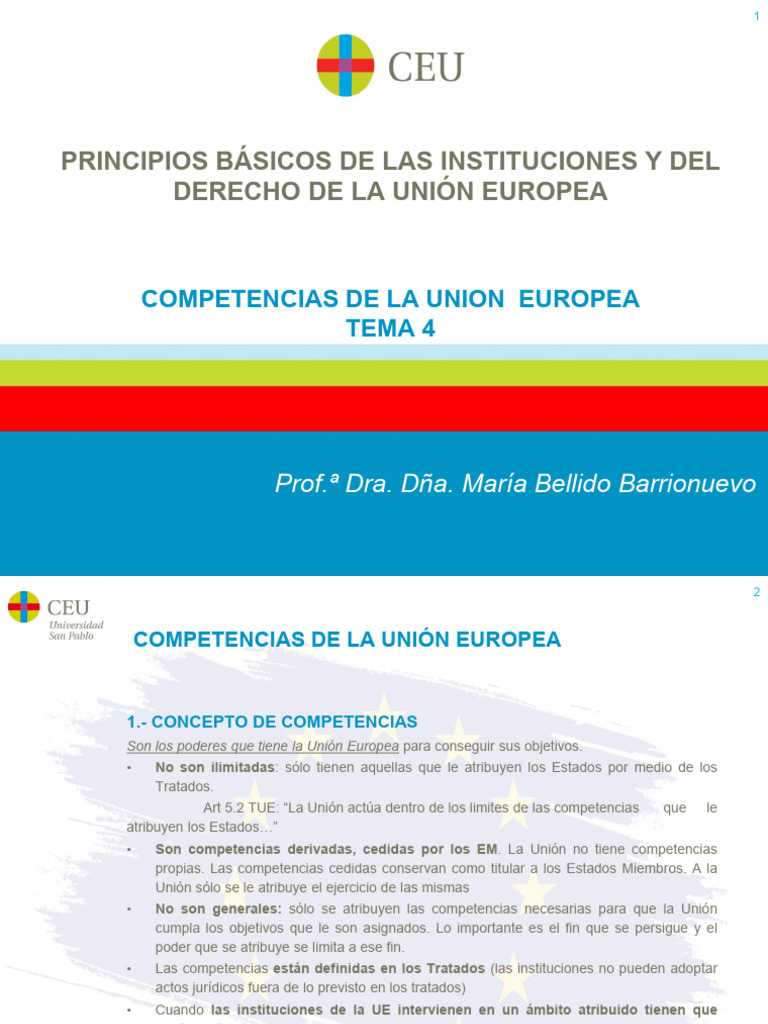 TEMA 4 Las Competencias de La Unión Europea (2025) | PDF | Unión Europea