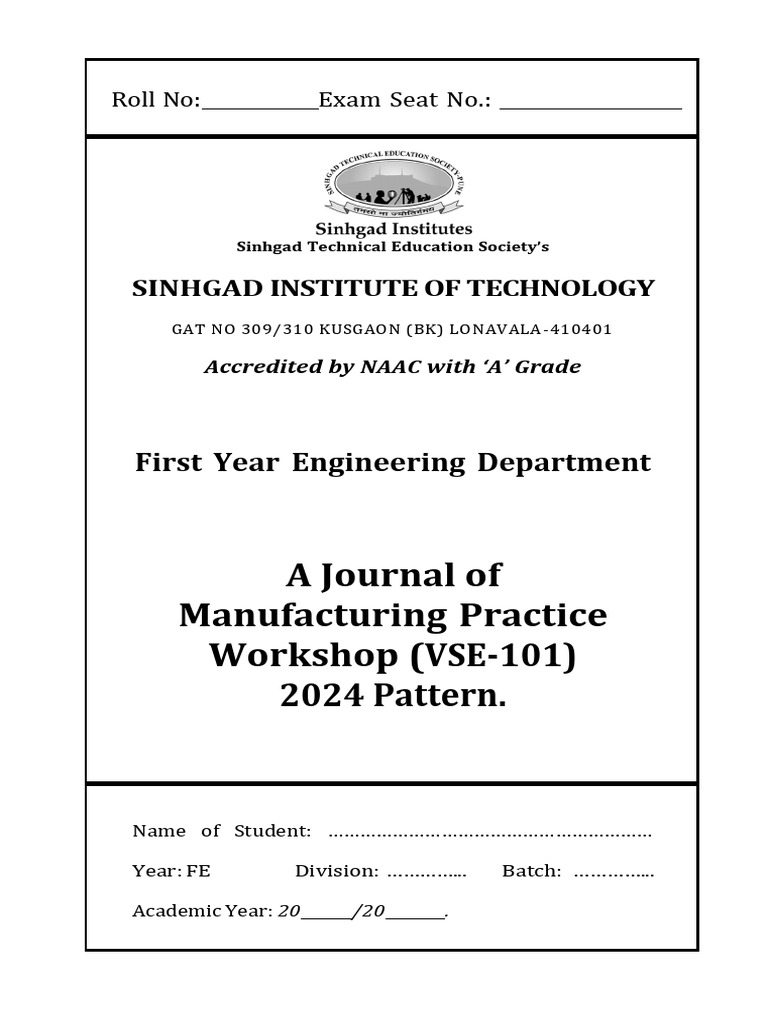 Manufacturing Practice Workshop Journal | PDF | Engineering | Knowledge