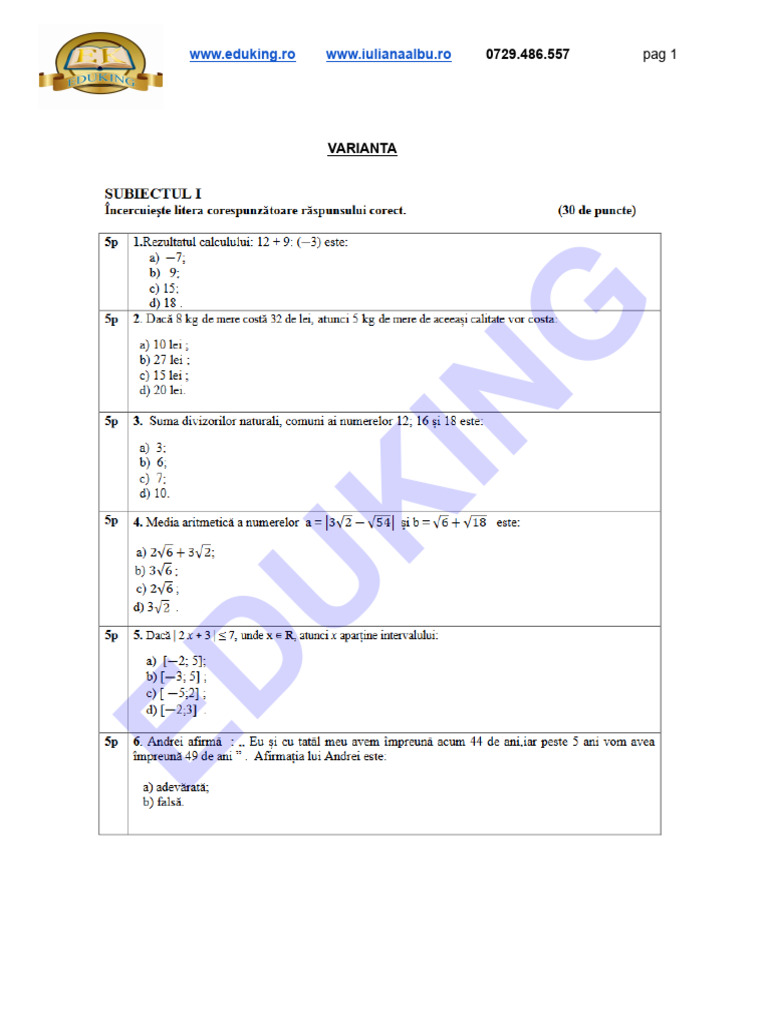 Varianta Cls 8-13.05.24 | PDF