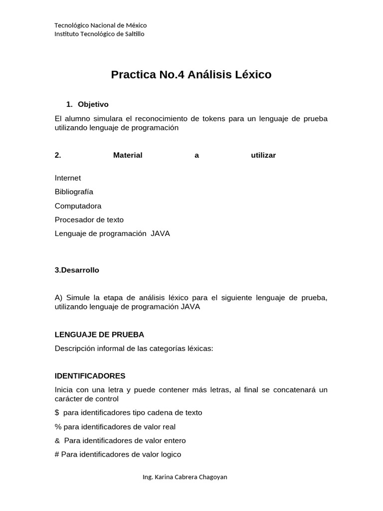 Análisis Léxico en JAVA: Tokens y AFD | PDF | Lenguaje de programación ...