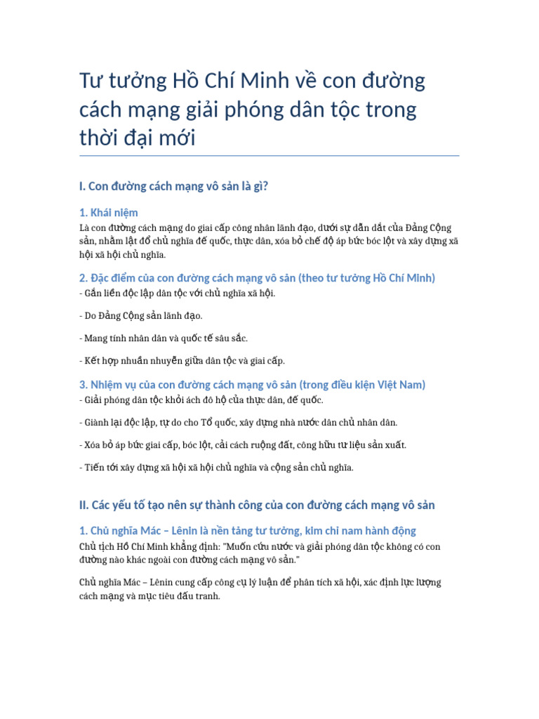 Tu Tuong Ho Chi Minh Con Duong Cach Mang Vo San | PDF