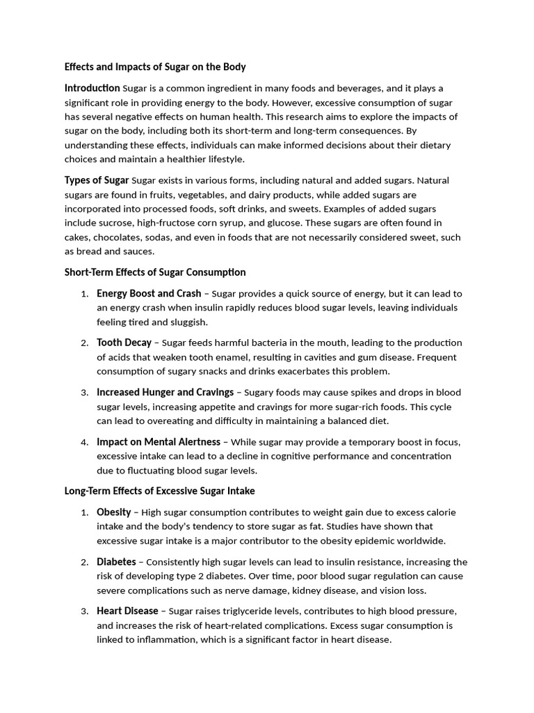 Health Impacts of Sugar Consumption | PDF | Sugar | Diet & Nutrition