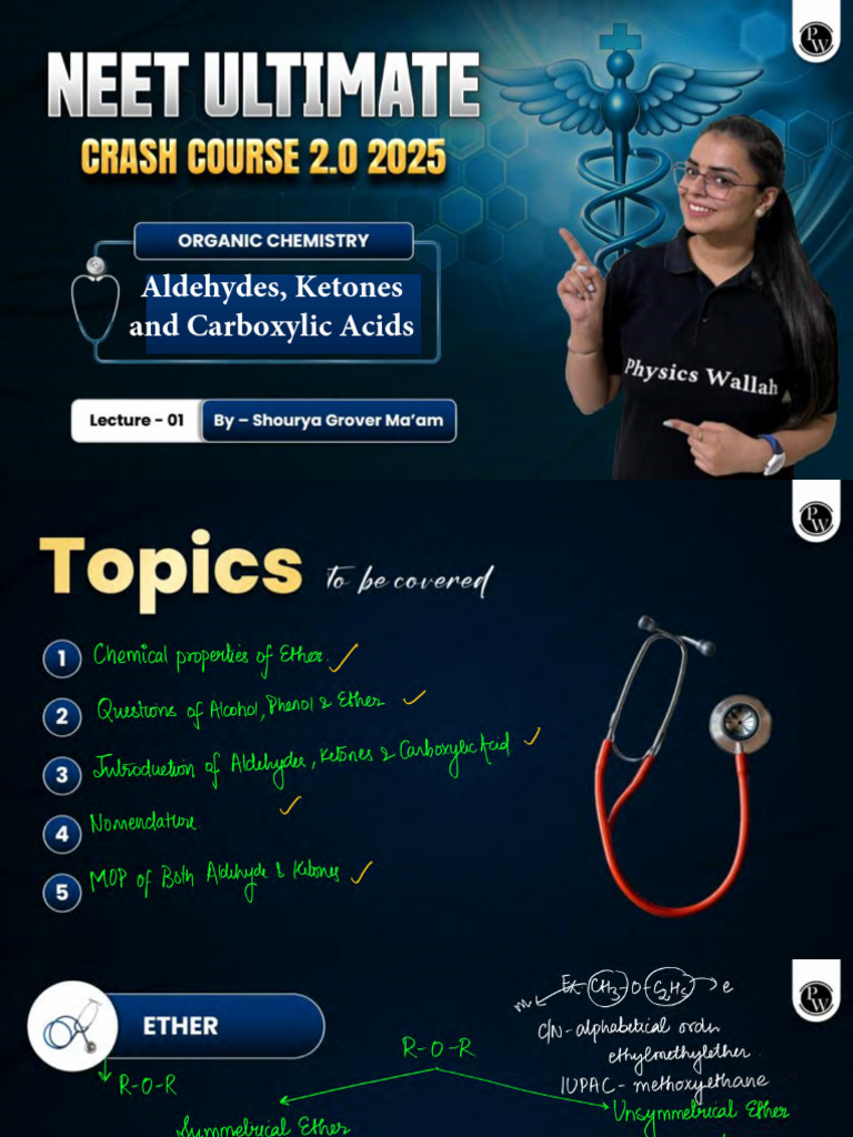 Aldehydes, Ketones and Carboxylic Acids 01 - Class Notes - NEET ...