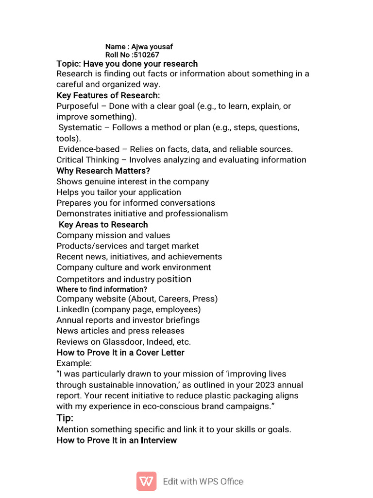 Importance of Research for Job Seekers | PDF
