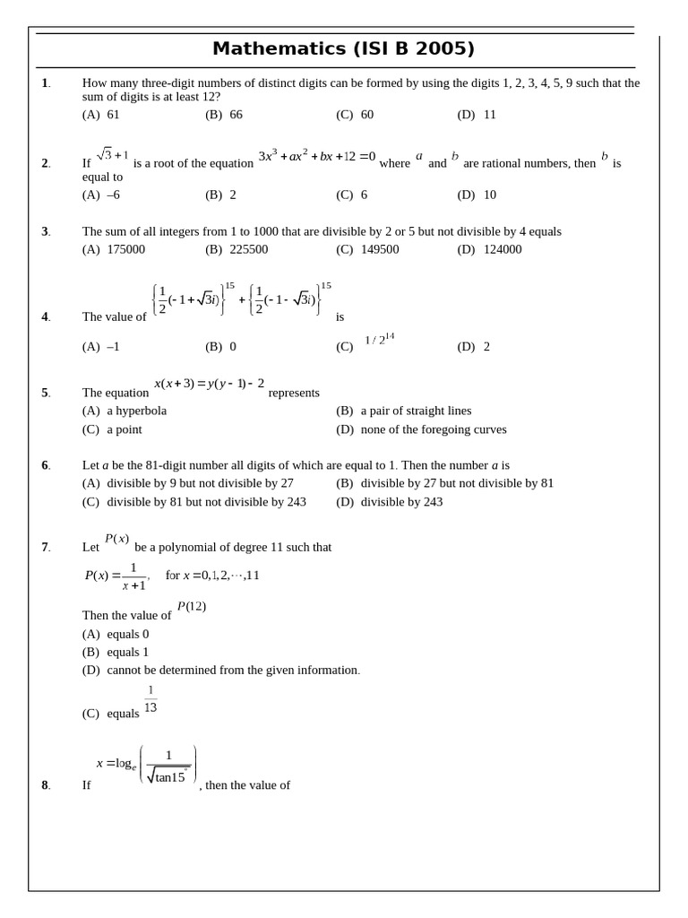 Distinct Three-Digit Numbers and Math Problems | PDF | Circle | Area