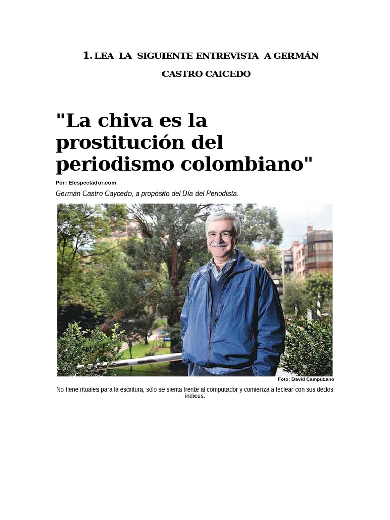 Lea La Siguiente Entrevista A Germán Castro Caicedo | PDF | Periodismo