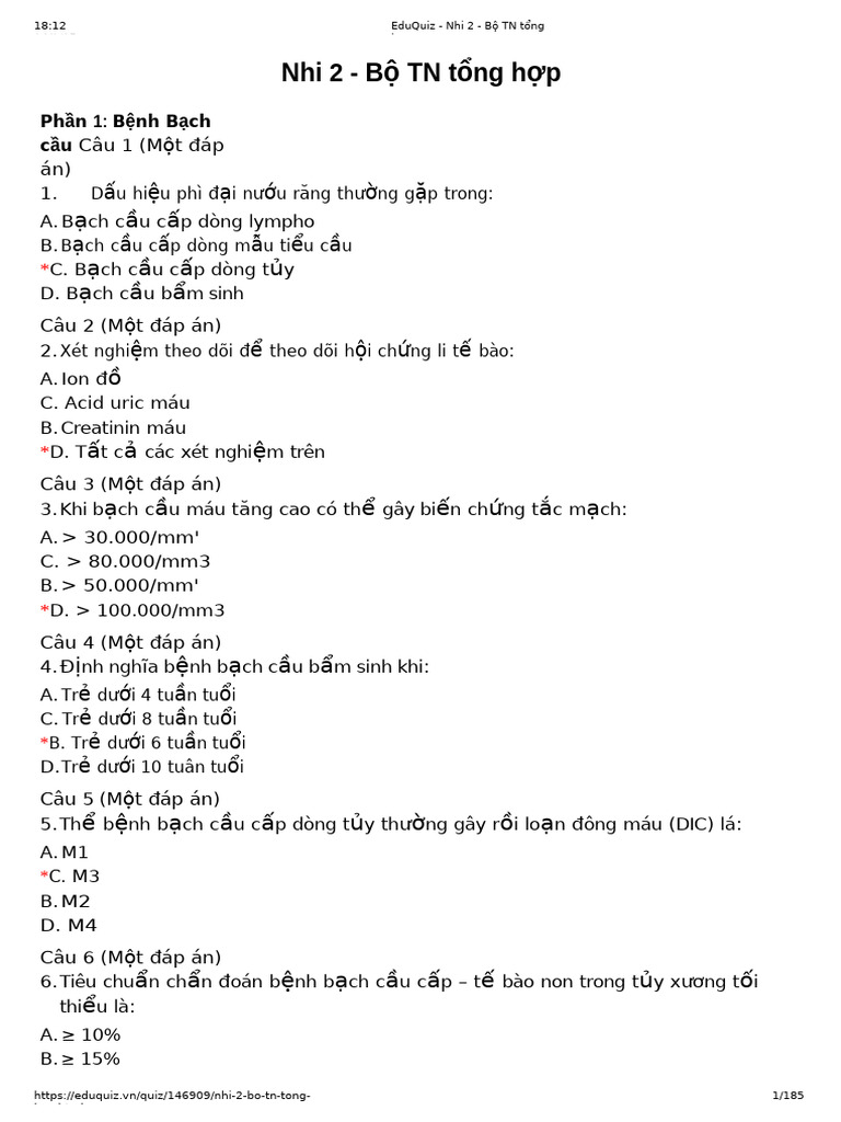 Nhi 2 - B TN T NG H P | PDF