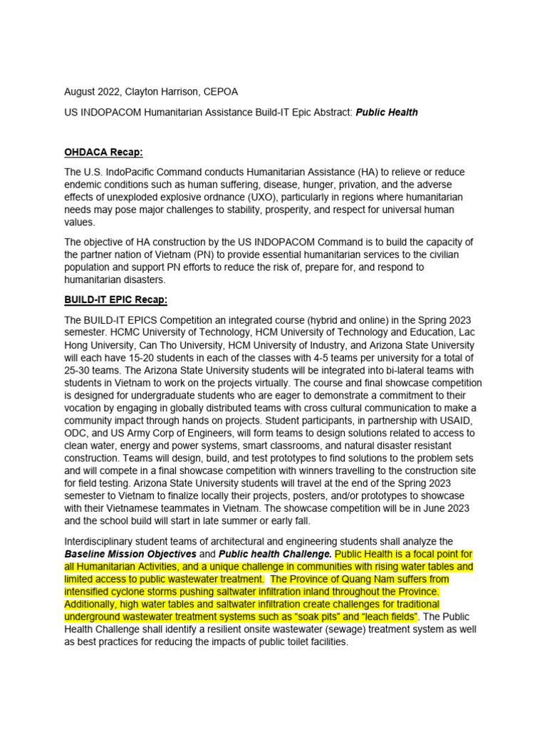 IndoPacom EPIC Abstract - Public Health | PDF | Sewage Treatment | Effluent