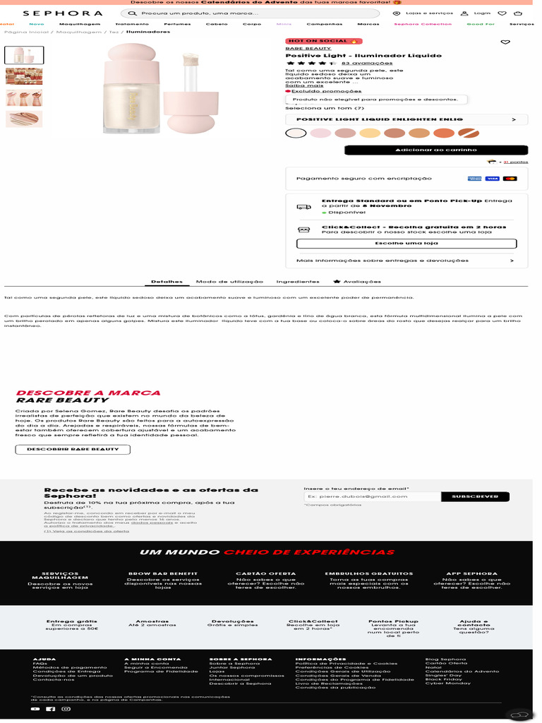 Positive Light - Iluminador Líquido RARE BEAUTY ≡ SEPHORA | PDF