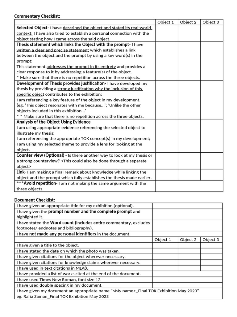 Exhibition Checklist For Commentary and Document | PDF | Citation ...