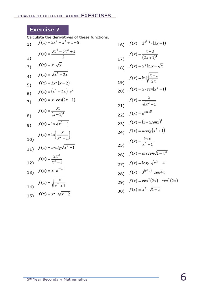 11 Derivatives. Exercises 7,8 | PDF | Calculus | Mathematical Relations