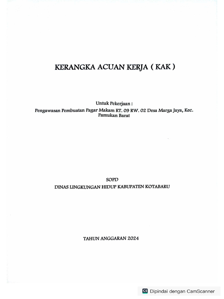 KAK PWS Pagar Pamukan Barat | PDF