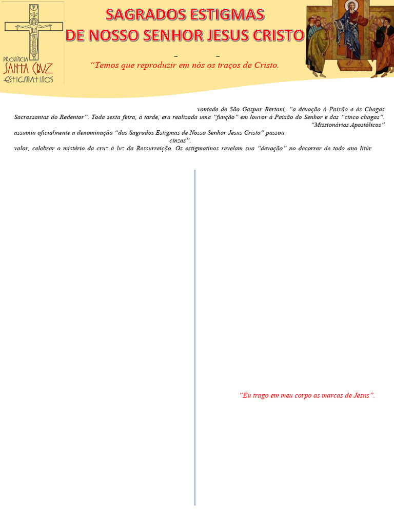 Festa dos Sagrados Estigmas de Cristo | PDF | Eucaristia | Jesus