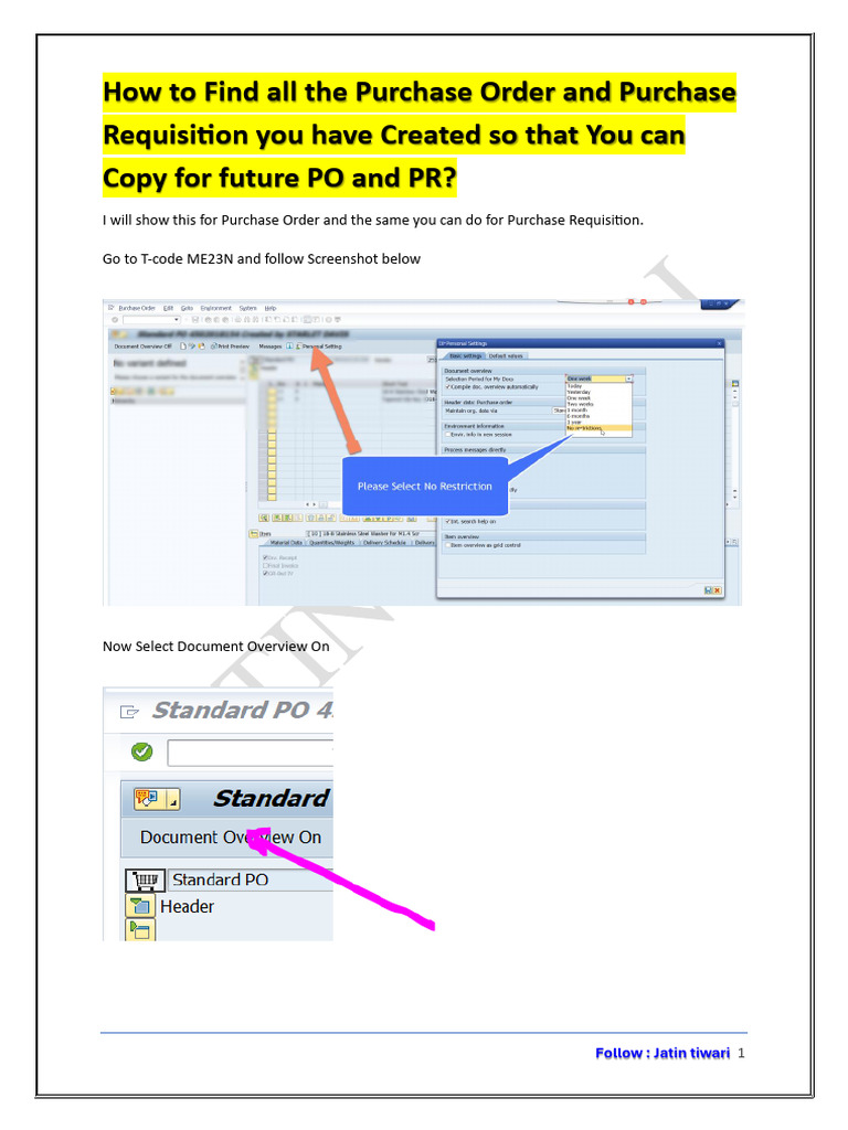 How To Find All The Purchase Order and Purchase Requisition | PDF