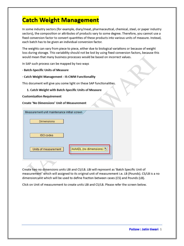 Catch Weight Management | PDF | Decimal | Measurement