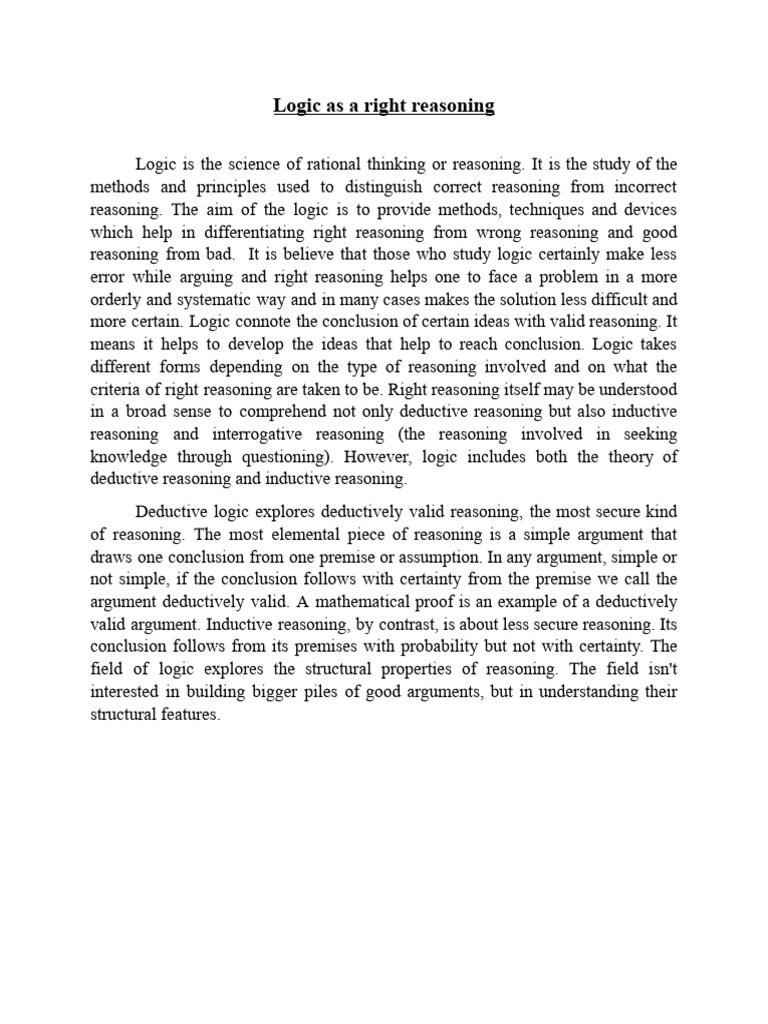 Logic as right reasoning.docx | PDF