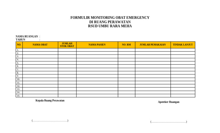 Form Monitoring Obat Emergency | PDF